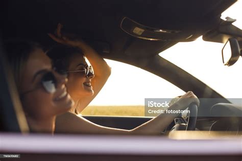 쾌활한 여자 친구는 차에서 운전하고 함께 도로 여행을가는 동안 춤을 춤에 대한 스톡 사진 및 기타 이미지 춤 2명 사람들