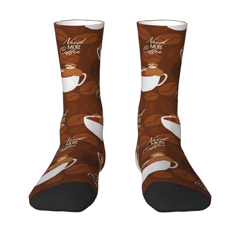 Junzan Sloths Need More Coffee Mens Funny Socks For Men Women Colorful Fun Novelty Crew