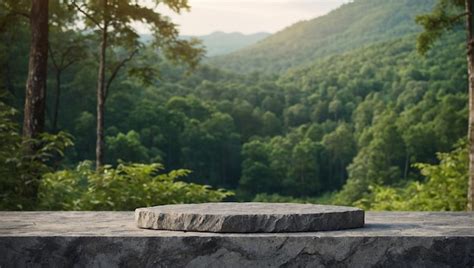 Premium Photo 3d Empty Top Of Stone Table Or Stone Platform On Nature