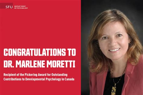 Professor Marlene Moretti Wins 2022 Pickering Award For Outstanding Contributions To