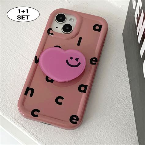 당일출고 유광 윙크 하트 스마트톡세트 레터링 핑크 아이폰케이스 에이블리