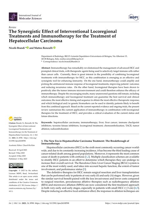 Pdf The Synergistic Effect Of Interventional Locoregional Treatments