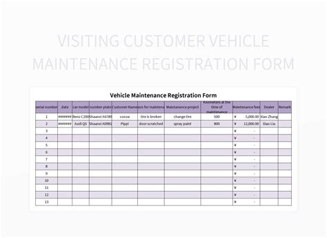 Free Vehicle Maintenance Registration Templates For Google Sheets And