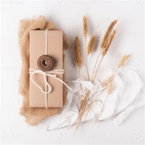 Top View Of Rustic Style Packed Rectangle T Box Burlap Thread Ball