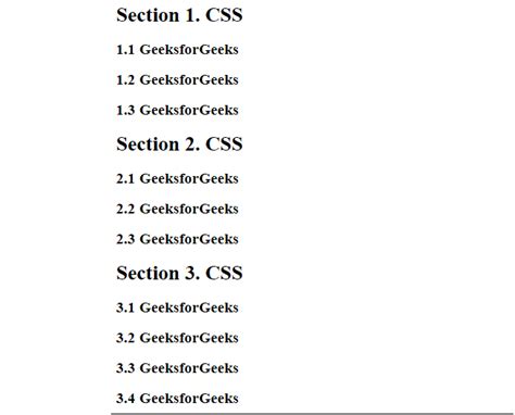 How To Define A Number Sections And Sub Sections With Section In CSS GeeksforGeeks