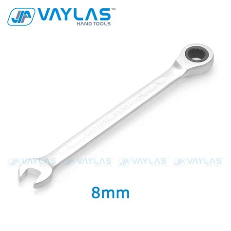 Vaylas 8mm Dull Polished Combination Wrench Fixed Head Ratchet 72t And