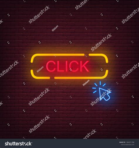 Neon Click Button Arrow Cursor Illustration Stock Illustration