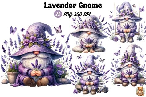 Lavender Gnome Clipart Graphic By Lazybear Creative Fabrica