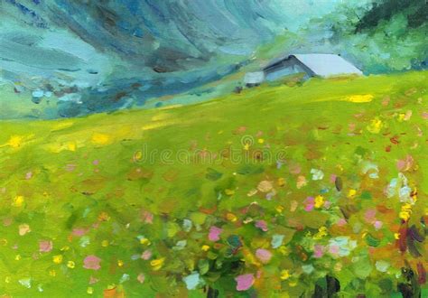Pittura A Olio Di Paesaggio Illustrazione Di Stock Illustrazione Di