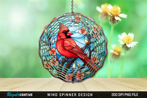 Cardinal Stained Glass Png Wind Spinner Graphic By Regulrcrative