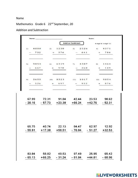 Add And Subtrac Free Interactive Worksheets 1426116