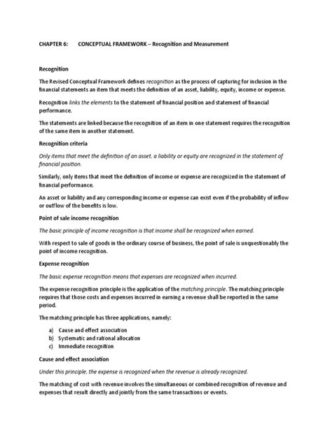 Conceptual Framework Recognition And Measurement Pdf Historical