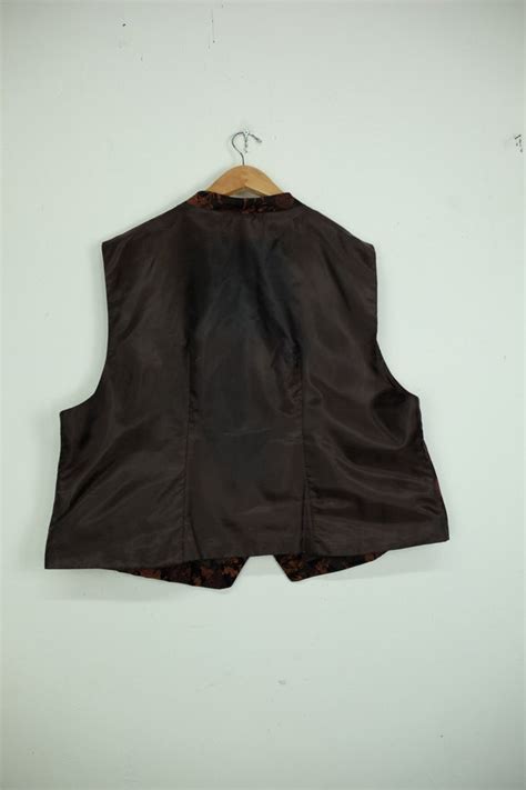 90s Asian Style Silky Vest 90s Shiny Chocolate Vest Gem