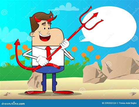 Businessman In Devil Costume Bad Decision Making Evil Side Cartoon