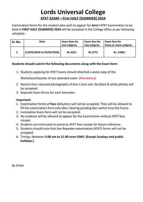 Lucdegree Atkt Exam First Half 2024 Ug First Year Luc