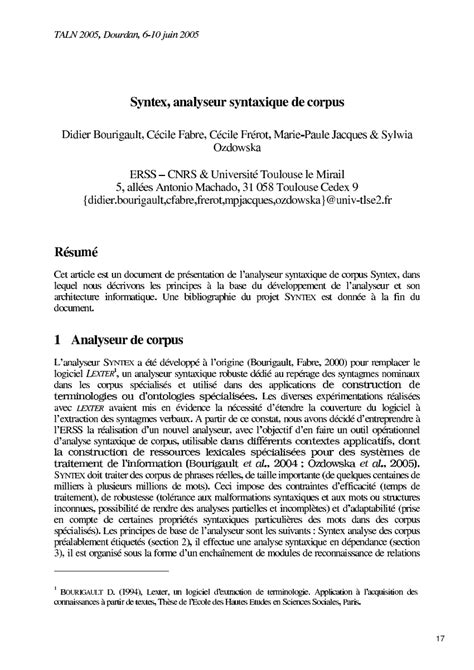 Pdf Syntex Analyseur Syntaxique De Corpus