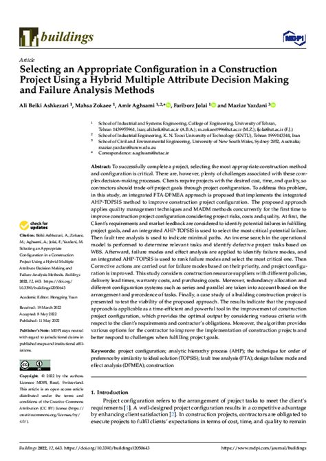 pdf selecting an appropriate configuration in a construction project