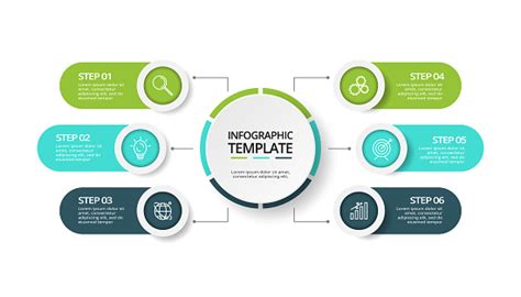 비즈니스 데이터 시각화 프로세스 차트 그래프의 요소 6 단계 옵션 부품 또는 프로세스와 다이어그램 책자에 대한 스톡 벡터 아트 및 기타 이미지 Istock