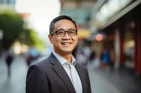A Man In A Suit And Glasses Smiling Premium Ai Generated Image