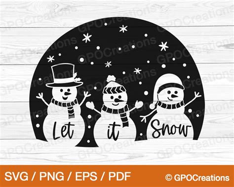 Let It Snow SVG Christmas Snowman SVG Snowflake SVG Snowman Etsy