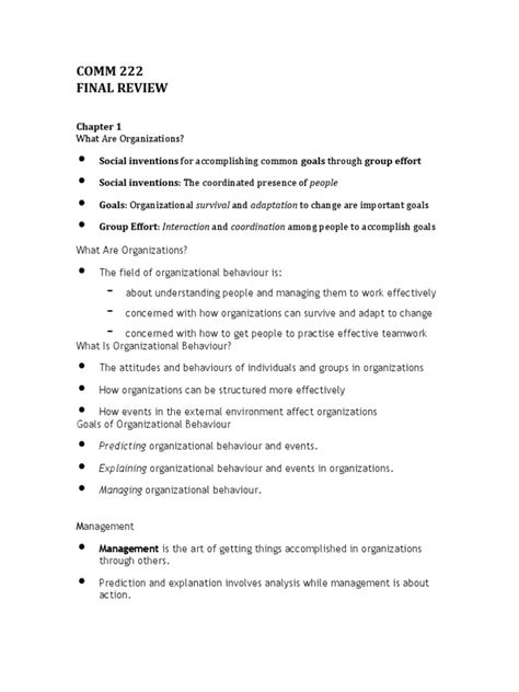 Comm 222 Final Review Notes Pdf Reinforcement Job Satisfaction
