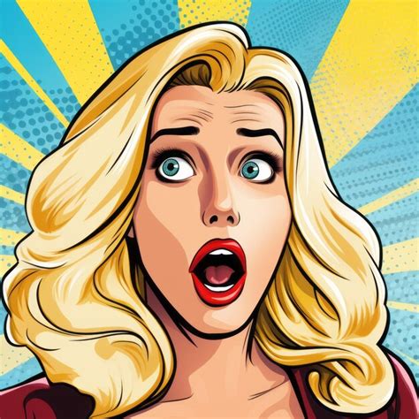Premium Photo Blonde Woman Surprised Pop Art Illustration Comiccore Comic Art