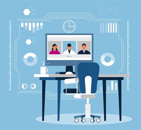 Premium Vector Remote School Class Is Studying Video Call Conference