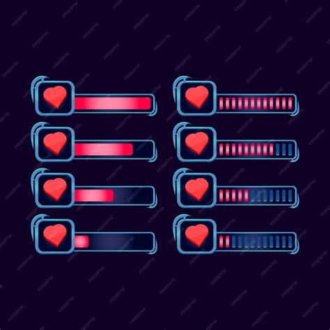 premium vector set of gui fantasy rpg health life progress bar for