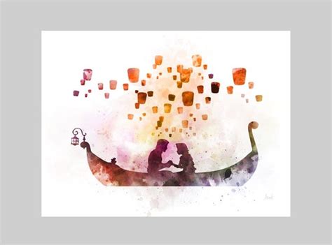 Tangled Rapunzel Floating Lanterns Art Print Disney Princess Art