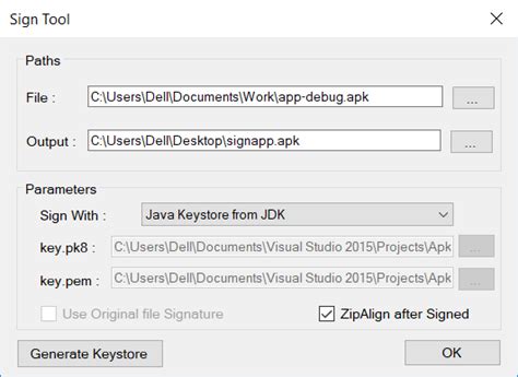 Signing With Keystore Android Development Kit