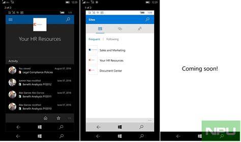 sharepoint app for windows 10 mobile appears in windows store