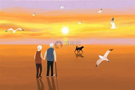 夕阳下老人图片大全 夕阳红下的老人有几图片 苗苗知道