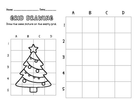 Christmas Tree Grid Drawing Worksheets Holiday Math And Art Activity By