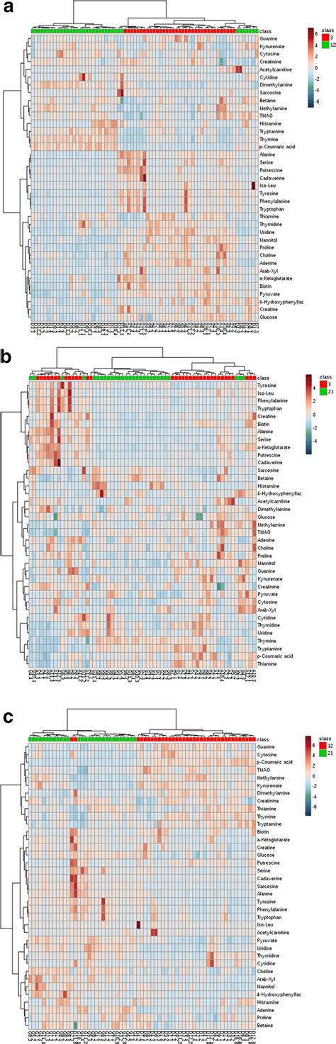 Heat Maps Of Differences In Metabolite Peak Areas A Between Red