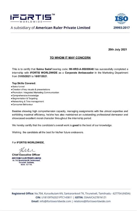 saima sadaf on linkedin internship opportunity thankyou