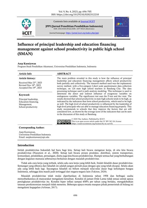 Pdf Influence Of Principal Leadership And Education Financing Management Against School