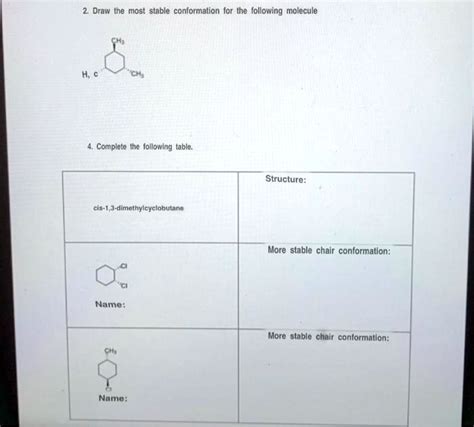 SOLVED Draw Ine Most Stable Conformalion For Ihe Following Molecule