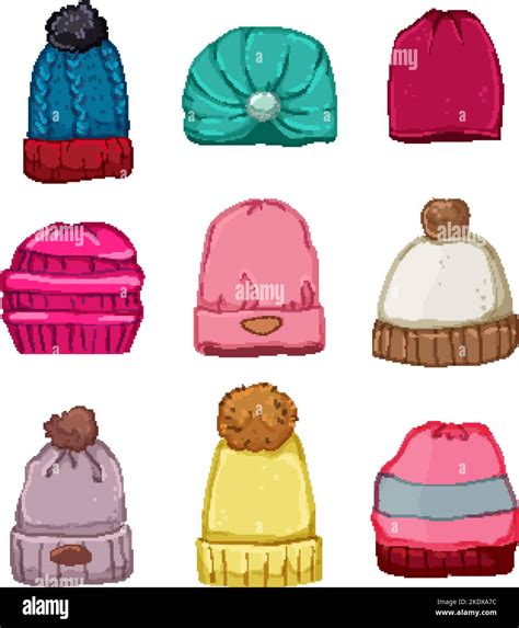 Winter Hat Woman Set Cartoon Vector Illustration Stock Vector Image