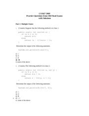 Sample Final Exam Solution CS1027 2009 Practice Questions From Old Final Exams With Solutions
