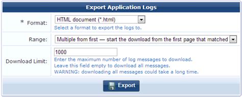 Exporting The Application Log