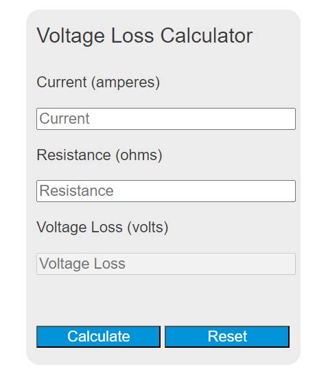 Voltage Loss Calculator Calculator Academy