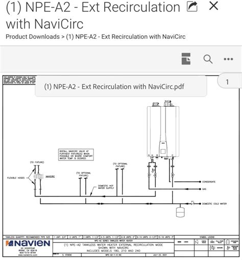 Navien Npe 240a2 Wnavicirc When Recirc Feature Is Enabled Scalding