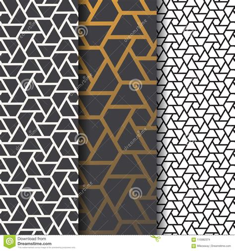 Geometric Vector Pattern Repeating Linear Triangle In Black And White