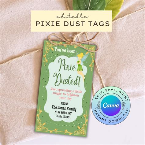 Editable Pixie Dust Tags Printable Cruise Pixie Dust Tag Printable