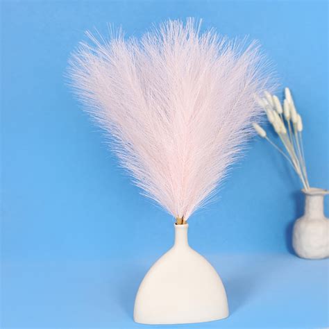 Faux Pampas Grass Fluffy Artificial Fake Plants Bulrush Reed Vase