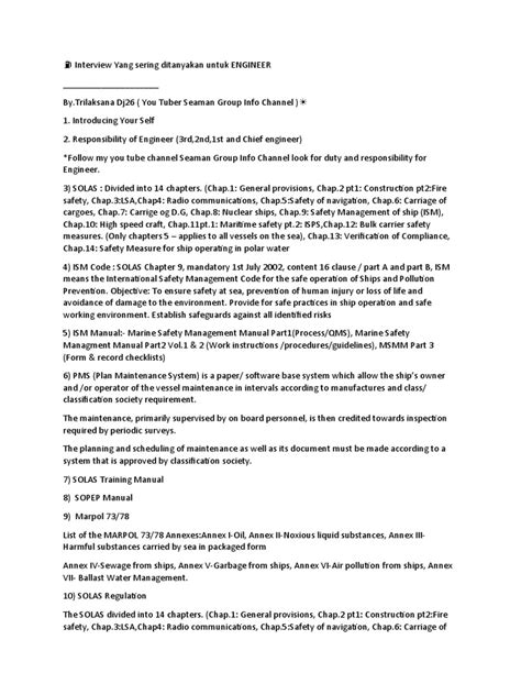 Materi Interview Engineer Pdf Ships Transport