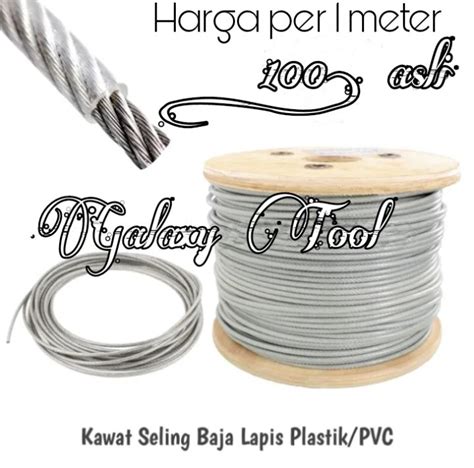 Seling Baja Lapis Plastik Ukuran 2 3 4 5 8 10 12 Mm Tali Kawat Sling