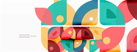 다채로운 최소한의 기하학적 추상적 배경 둥근 요소 원삼각형 모양 벽지 배너 배경 또는 착륙을위한 트렌디 한 테크노 비즈니스 템플릿 0명에 대한 스톡 벡터 아트 및 기타