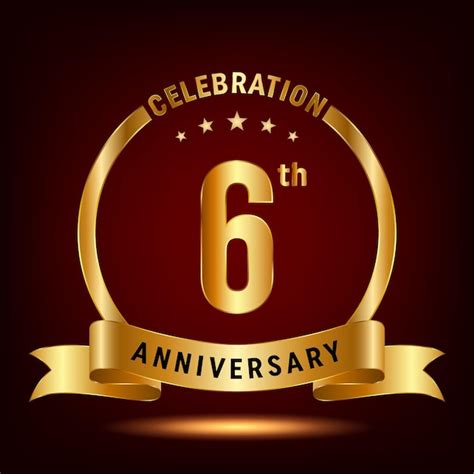 Diseño Del Logotipo De La Celebración Del Sexto Aniversario Con Anillo