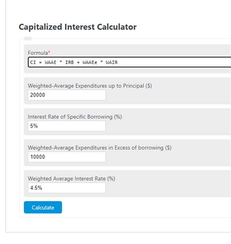 Capitalized Interest Calculator Calculator Academy